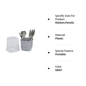 CELESTE HOME PRODUCTS Rattan Cutlery holder with cover, Cutlery Storage Organizer Caddy Bin forkitchen Cabinet or Pantry. Basket Organizer for Forks, Knives, Spoons, Napkins. Available in gray