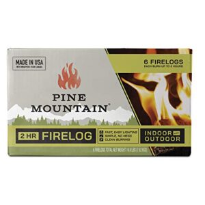 pine mountain 6pk 2hr trad fire log, 6 firelogs, 2-hour burn time, 6 count