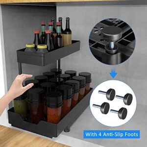 Verdenu Under Sink Organizer and Storage, 2-Tier Pull Out Organizer with Sliding Drawer, Cabinet Organizer with Extra 4 Hooks and 1 Hanging Cup for Under Kitchen Sink, Bathroom, Office