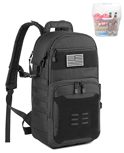 DBTAC Tactical Lunch Backpack, Large Lunch Cooler for Men Women Adult | Backpack Coolers insulated Leak Proof for Work Picnic Travel w/ Soft Easy-Clean Liner x2 (Black, 24-Cans)