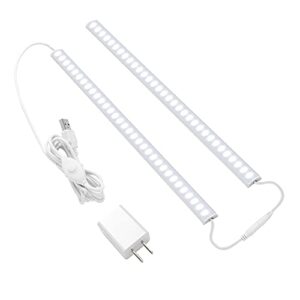 plug-in under cabinet lighting, 2pcs 12 inch dimmable closet light, cold white 6000k linkable usb led light bar, memory function, under counter lights for kitchen, desk, workspace