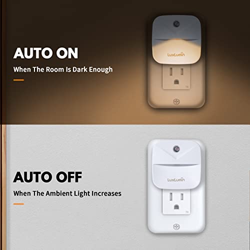 LuxLumin LED Night Light, Night Lights Plug into Wall with Dusk-to-Dawn Sensor, Automatically Turn on and Off,Night Light for Kids,Bedroom,Bathroom,Stairs,Warm White, 6 Packs