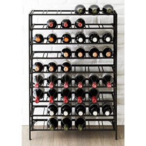 mygift black metal wine rack freestanding floor stand, 9 tier beverage bottle storage shelf – holds up to 54 bottles