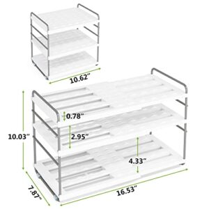 1Easylife Water Bottle Organizer, 3-Tier Expandable Water Bottle Holder 15 Bottles Under 60 OZ Wine Storage Rack Cup Organizer for Cabinet, Kitchen Countertop, Pantry, Fridge(10.6 to 16.5" L)