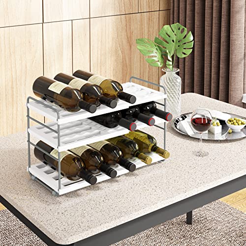 1Easylife Water Bottle Organizer, 3-Tier Expandable Water Bottle Holder 15 Bottles Under 60 OZ Wine Storage Rack Cup Organizer for Cabinet, Kitchen Countertop, Pantry, Fridge(10.6 to 16.5" L)