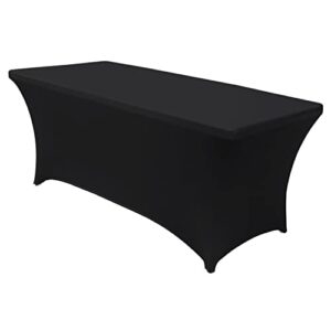 abccanopy spandex table cover 6 ft. fitted 30+ colors polyester tablecloth stretch spandex table cover-table toppers (6 ft, black)