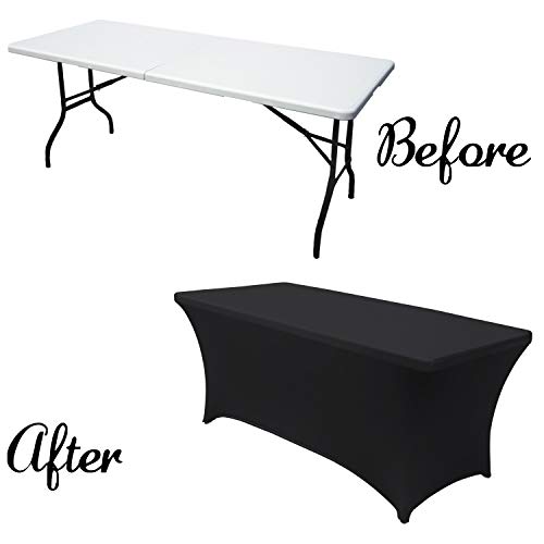 ABCCANOPY Spandex Table Cover 6 ft. Fitted 30+ Colors Polyester Tablecloth Stretch Spandex Table Cover-Table Toppers (6 FT, Black)