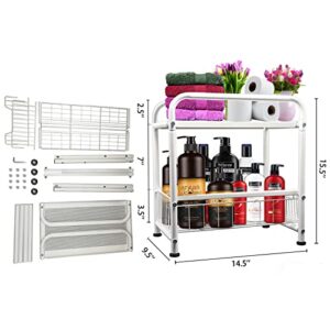 Under Sink Organizers and Storage, Nevfiro 2-Tier Pull Out Sliding Drawer Under Sink Shelf Organizer Metal Cabinet Basket Organizer for Kitchen Bathroom Countertop Laundry