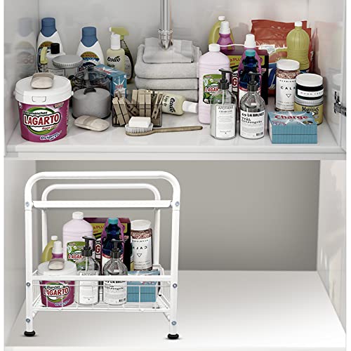 Under Sink Organizers and Storage, Nevfiro 2-Tier Pull Out Sliding Drawer Under Sink Shelf Organizer Metal Cabinet Basket Organizer for Kitchen Bathroom Countertop Laundry