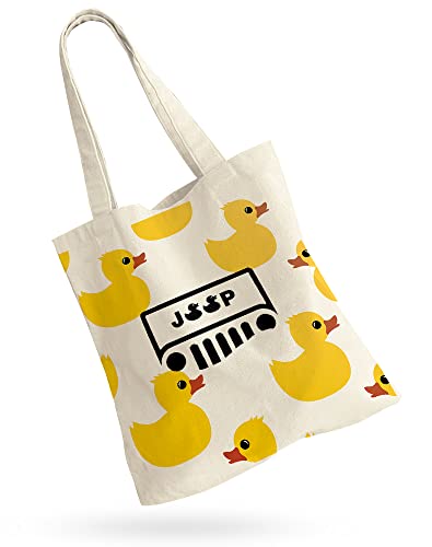 You've Been Ducked, Duck Duck Tote Bag, Purse For Duck Lovers, Yellow Duck Carrying Sack, Rubber Ducks Bag, Ducking Tote Bags, Natural Canvas Tote Bag - Reusable Shopping Bag