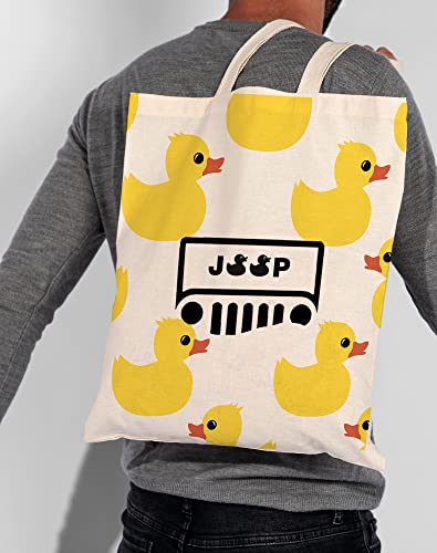 You've Been Ducked, Duck Duck Tote Bag, Purse For Duck Lovers, Yellow Duck Carrying Sack, Rubber Ducks Bag, Ducking Tote Bags, Natural Canvas Tote Bag - Reusable Shopping Bag