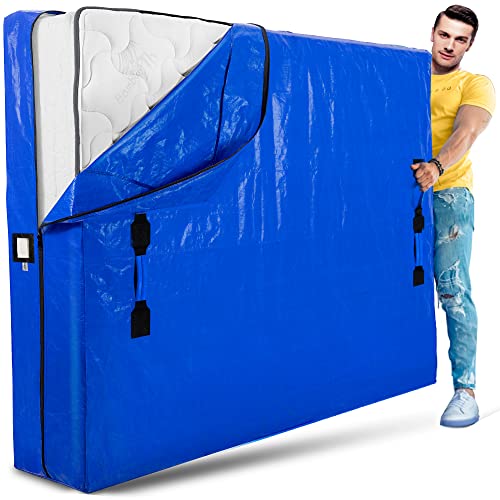 Mattress Bags for Moving with 8 Handles - Queen Size - Extra-Thick Mattress Bag for Moving - Reusable Mattress Storage Bag - Mattress Cover for Moving with Zipper, Moving Mattress Bag Protector