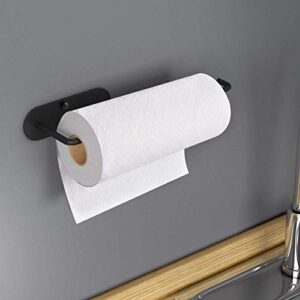 VAEHOLD Adhesive Paper Towel Holder Under Cabinet Mount, Black Paper Towel Roll Holder for Kitchen, SUS304 Stainless Steel