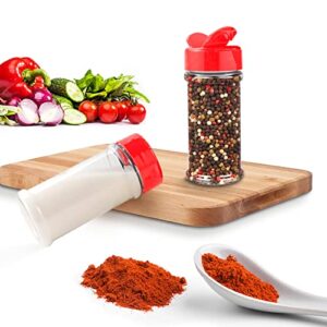 RoyalHouse - 6 PACK - 5.5 Oz with Red Cap - Plastic Spice Jars Bottles Containers, Perfect for Storing Spice, Herbs and Powders, Lined Cap - Safe Plastic , PET - BPA free - Made in USA