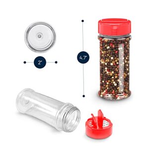 RoyalHouse - 6 PACK - 5.5 Oz with Red Cap - Plastic Spice Jars Bottles Containers, Perfect for Storing Spice, Herbs and Powders, Lined Cap - Safe Plastic , PET - BPA free - Made in USA