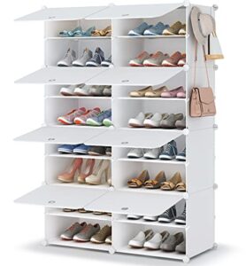 homidec shoe rack, 8 tier shoe storage cabinet 32 pair plastic shoe shelves organizer for closet hallway bedroom entryway