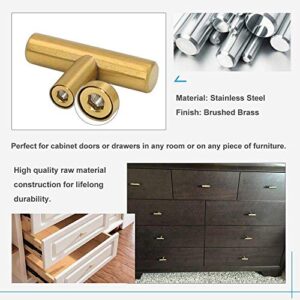 goldenwarm 10 Pack Gold Cabinet Knobs Brushed Brass Drawer Knobs Gold Dresser Hardware - LS201GD Single Hole Handles for Kitchen Cupboard Doors Closet Hardware 2in Overall Length