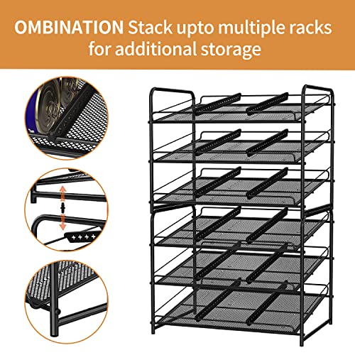 Simple Trending 3-Tier Stackable Can Rack Organizer, Mesh Can Storage Dispenser for Kitchen Cabinet or Pantry, Black