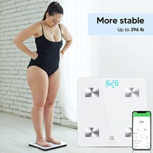 arboleaf Scale for Body Weight, Highly Accurate Weight Scale, Smart Bathroom Scale, 14 Key Body Composition Analysis Sync Apps, 5 to 400 lbs White