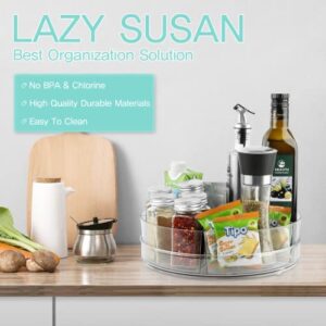 Goramio 10.6" Lazy Susan Organizer with 5 Removable Bins, Clear Plastic Divided Crazy Susan Lazy Susan Turntable, for Fridge Cabinet Refrigerator Kitchen Pantry Organization and Storage