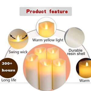 Aignis Flickering Flameless Candles with 10-Key Timer Remote, Exquisite Decor Battery Operated Candles Outdoor Heat Resistant with Realistic Moving Wick LED Flames