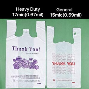 R Noble Heavy Duty 12???23???7?Purple Flower Thank You Reusable Disposable Grocery T-Shirt Plastic Bags 200 Counts 17Mic