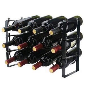 ogrmar 3 tier stackable wine rack countertop cabinet wine holder wine storage shelf hold 12 bottles for kitchen, bar, pantry, wine cellar, basement, countertop, cabinet