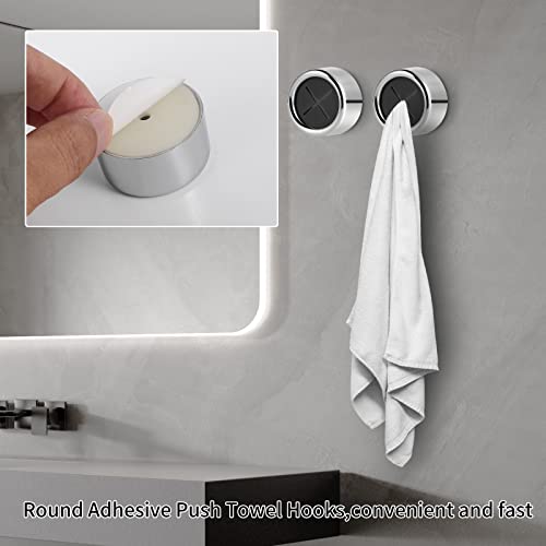 Kitchen Towel Holder, garini Heavy Duty Adhesive Hooks Round Wall Mounted Hanging Towel Hooks, Tea Towel Holder for Bathroom ,Kitchen ,Cabinet, 8 Pieces