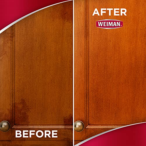 Weiman Cabinet & Wood Clean & Shine Spray - Furniture, Kitchen Cabinets, Baseboard & Trim, Fresh Almond Scent - Microfiber Cloth Included