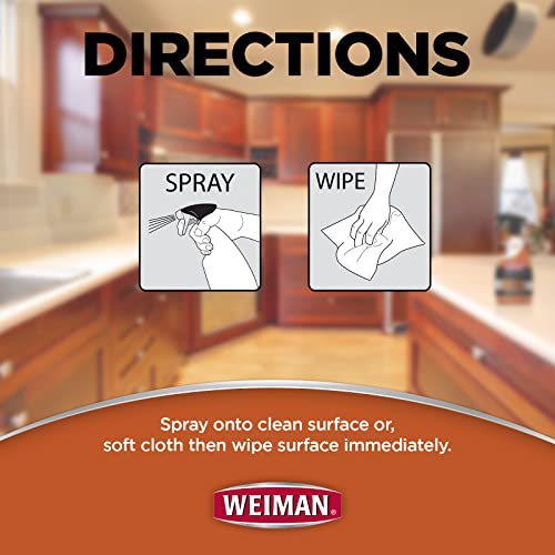 Weiman Cabinet & Wood Clean & Shine Spray - Furniture, Kitchen Cabinets, Baseboard & Trim, Fresh Almond Scent - Microfiber Cloth Included