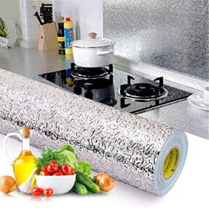 kitchen backsplash wallpaper stickers, kitchen stickers self adhesive kitchen aluminum foil stickers oil proof waterproof kitchen stove sticker (15.7x197 inches)