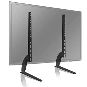 universal table top tv stand for most 27 30 32 37 40 43 47 50 55 60 65 inch plasma lcd led flat or curved screen tvs with height adjustment, vesa patterns up to 800×500 mm, 88 lbs