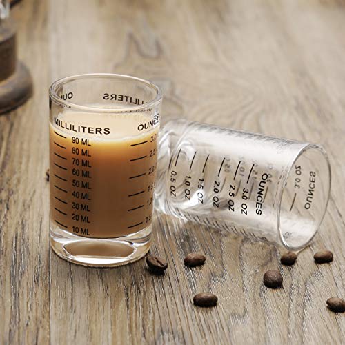 Shot Glass Measuring Cup 3 Ounce/90ML Liquid Heavy High Espresso Glass Cup Black Line