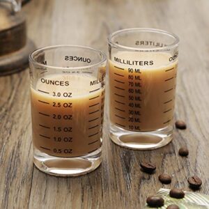 Shot Glass Measuring Cup 3 Ounce/90ML Liquid Heavy High Espresso Glass Cup Black Line