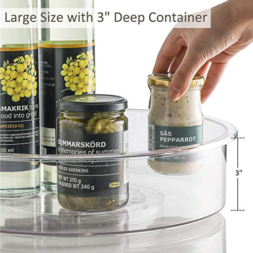 FIRJOY Lazy Susan Cabinet Organizer with Removable Dividers, 12 inch Spinning Turntable Organizer for Snack, Spice, Kitchen, Pantry, Fridge - Clear