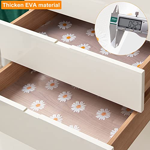 8 Pcs Refrigerator Liners for Shelves Washable, Daisy Refrigerator Mats Liners, Shinywear Fridge Shelf Liners Cover Pads for Freezer Glass, Waterproof Shelf Liner for Cabinet Drawers Cupboard