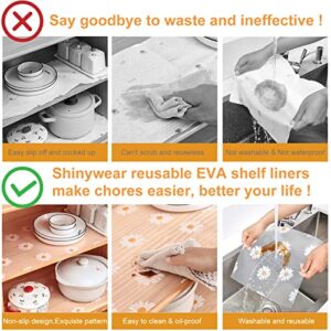 8 Pcs Refrigerator Liners for Shelves Washable, Daisy Refrigerator Mats Liners, Shinywear Fridge Shelf Liners Cover Pads for Freezer Glass, Waterproof Shelf Liner for Cabinet Drawers Cupboard