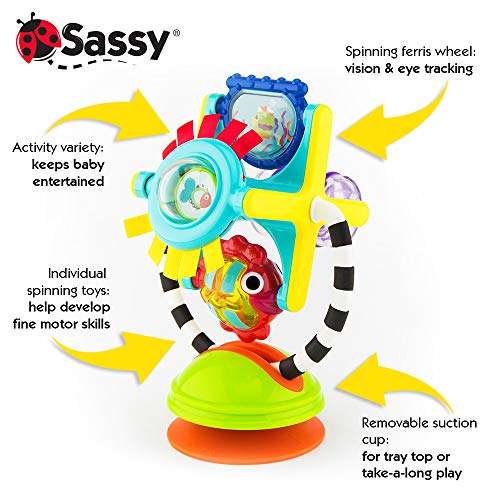 Sassy Fishy Fascination Station 2-in-1 Suction Cup High Chair Toy | Developmental Tray Toy for Early Learning | for Ages 6 Months and Up