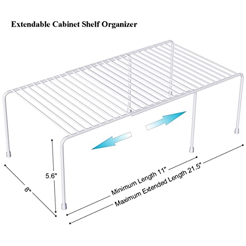 Homics Expandable Cabinet Storage Organizer Shelf, Freezer Shelf Kitchen Cabinet Pantry Spice Rack for Plate Cup Organizer with Scratch Resistant Feet