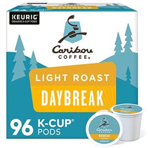 caribou coffee daybreak morning blend, single-serve keurig k-cup pods, light roast coffee, 24 count (11.9g)(pack of 4)