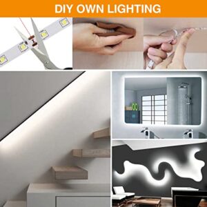 White LED Strip Light, CT Capetronix LED Light Strip White, Daylight Bright LED Tape Light, for Bedroom, Kitchen, Closet, Under Cabinet, Vanity Mirror, Indoor Only (Dimmer Included).