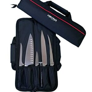 Ergo Chef, Black 5-Pocket Padded Chef's Knife Roll Bag, Bifold