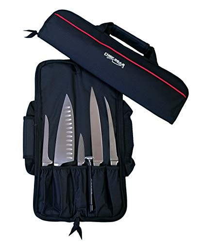 Ergo Chef, Black 5-Pocket Padded Chef's Knife Roll Bag, Bifold