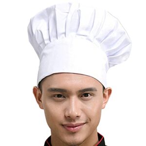 hyzrz chef hat adult adjustable elastic baker kitchen cooking chef cap (white)