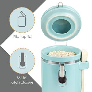 Canister Sets For The Kitchen (4 Piece) Turquoise, High Gloss Ceramic | By Home Basics | Decorative Kitchen Set | With Wooden Spoons, Countertop Set For Flour, Sugar, Coffee, and Snacks