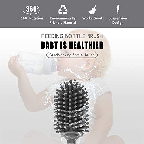 Silicone Bottle Cleaning Brush with Long Handle, 12.5" Water Bottle Cleaner for Baby Bottles, Hydro Flask, Sports Bottle, Vase, Glassware, Perfect for Smaller Diameter Bottle Openings (One Pack)