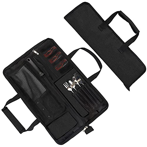 Chef’s Knife Roll Bag, Heavy Duty Oxford Chef Knife Bag, Portable 13 Slots Chef Knife Case , Multi-function Cutlery Knives Pouch Holder Knife Wrap Wallet Tool Roll for Home Kitchen Traveling Camping