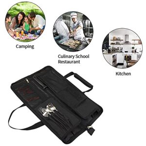 Chef’s Knife Roll Bag, Heavy Duty Oxford Chef Knife Bag, Portable 13 Slots Chef Knife Case , Multi-function Cutlery Knives Pouch Holder Knife Wrap Wallet Tool Roll for Home Kitchen Traveling Camping