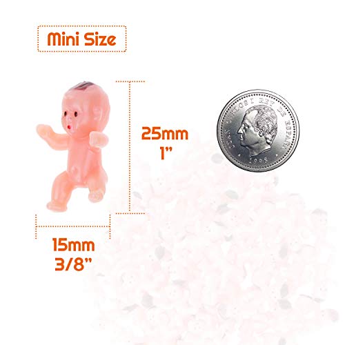 selizo Mini Plastic Babies, 100pcs Tiny Plastic Babies Small Baby King Cake Babies for Ice Cubes Baby Shower Game (1 Inch)