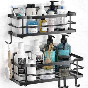 moforoco shower caddy – adhesive shower organizer, hanging suction black shower shelves rack, inside shower rack holder, bathroom decor organization storage accessories, home essentials gadgets